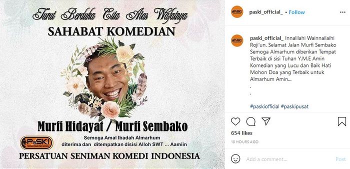 Dunia Komedi Indonesia Berduka, Pelawak Murfi Sembako Meninggal Dunia ...