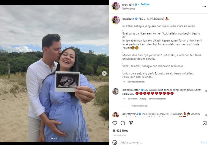 Selamat! Gracia Indri Umumkan Kehamilan Anak Pertamanya, Singgung Soal Pejuang Garis Dua hingga ...