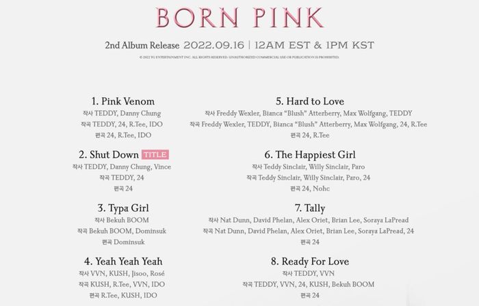 BLACKPINK Rilis TrackList Album BORN PINK, 2 Member Ikut Tulis Lirik ...