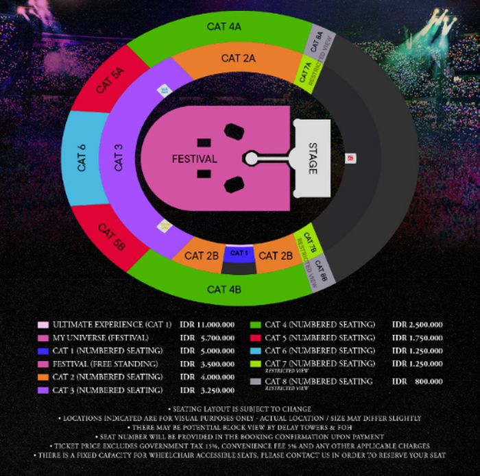 Harga Tiket dan Seat Plan Resmi Konser Coldplay di Jakarta. Termahal 11 ...