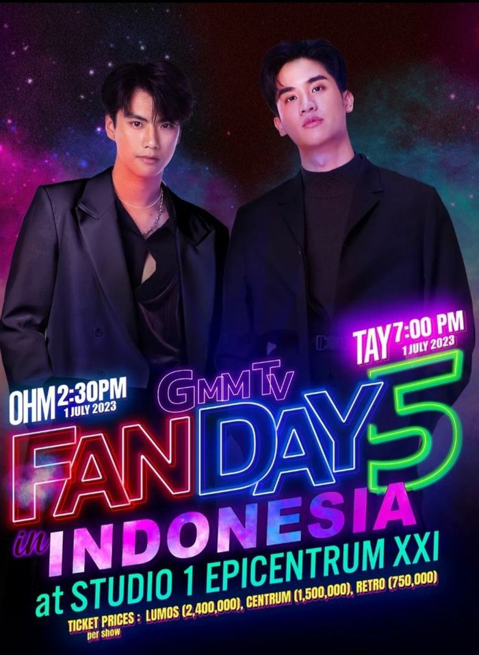 Cek Harga Tiket dan Benefit Meet & Greet Ohm Pawat and Tay Tawan di GMMTV FANDAY 5 IN INDONESIA ...