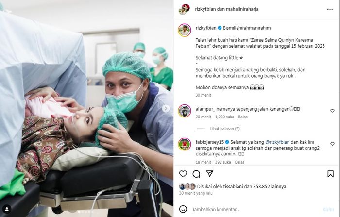 Mahalini Raharja Melahirkan Anak Pertama, Rizky Febian Beri Doa Ini ... Mahalini Raharja Melahirkan Anak Pertama, Rizky Febian Beri Doa Ini ...
