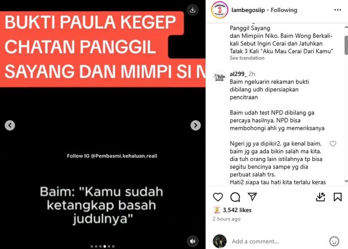 Pantas Baim Wong Murka, Ini Isi Chat Paula Verhoeven dan Nico Surya, Ada Panggilan Sayang dan ...