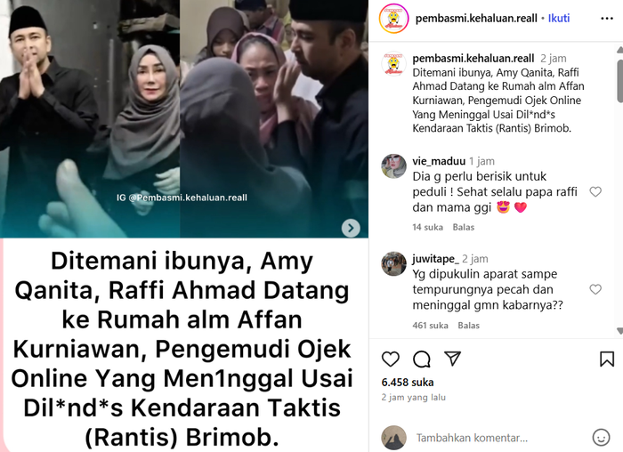 Sempat Hilang dari Medsos, Raffi Ahmad Keciduk Datangi Rumah Affan Kurniawan, Kenakan Baju Serba ...