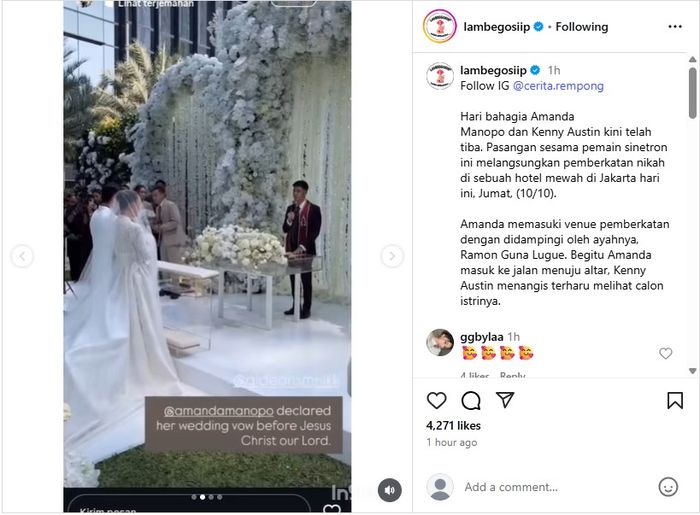 Detik-detik Jelang Pemberkatan Pernikahan Amanda Manopo, Kenny Austin Tak Kuasa Menahan Tangisnya