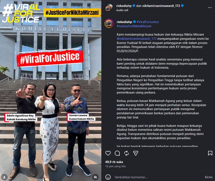 Rieke Diah Pitaloka Dampingi Pihak Nikita Mirzani Buat Aduan ke Komisi ...