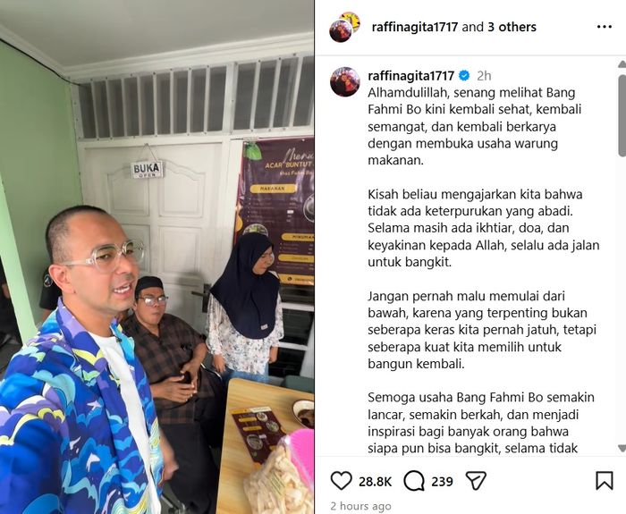 Fahmi Bo Kini Buka Warung Makan di Teras Rumah, Raffi Ahmad Ungkap ...
