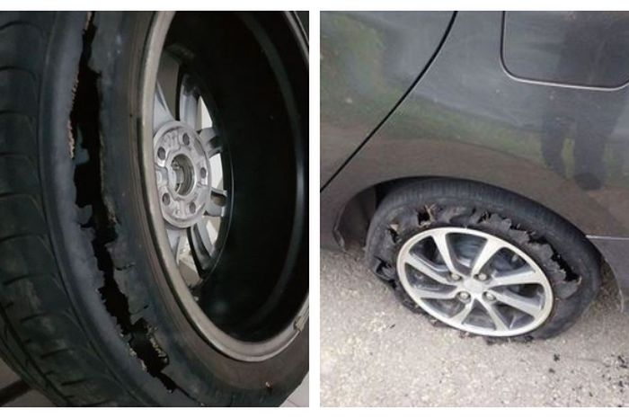 Viral Foto Ban Robek Setelah Lindas Botol Plastik di Tol! Pemilik Mobil ...