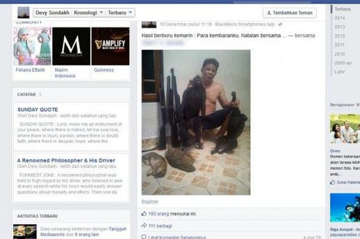 Dosen di Manado Ini Unggah Hasil Perburuan Yaki - National Geographic