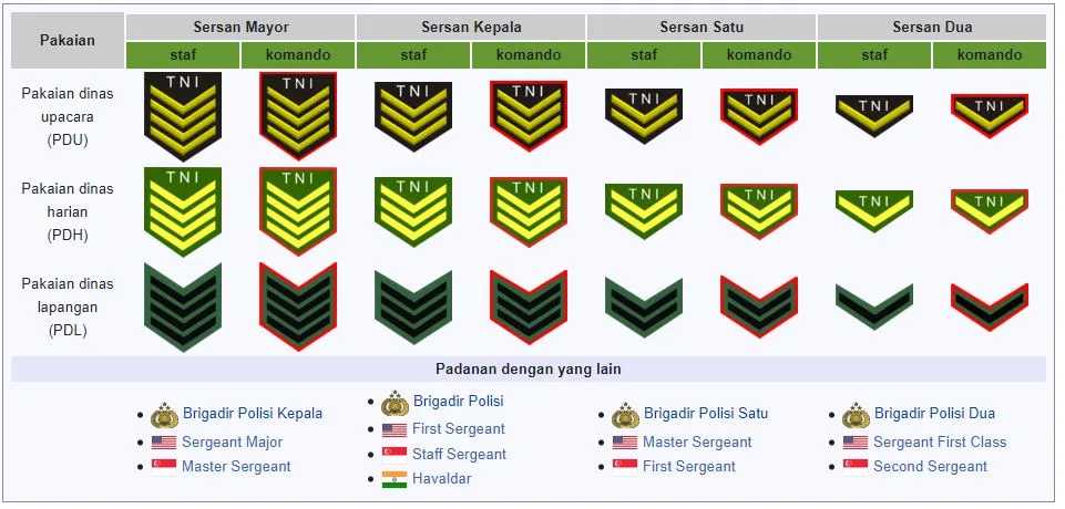 Inilah Daftar Lengkap Tanda Kepangkatan Tentara Nasional Indonesia (TNI ...