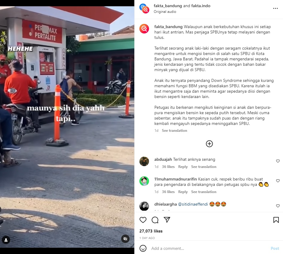 Viral ! Diduga Punya Kebutuhan Khusus, Bocah Ini Antre Isi Bensin Naik Sepeda, Aksi Sang Petugas ...