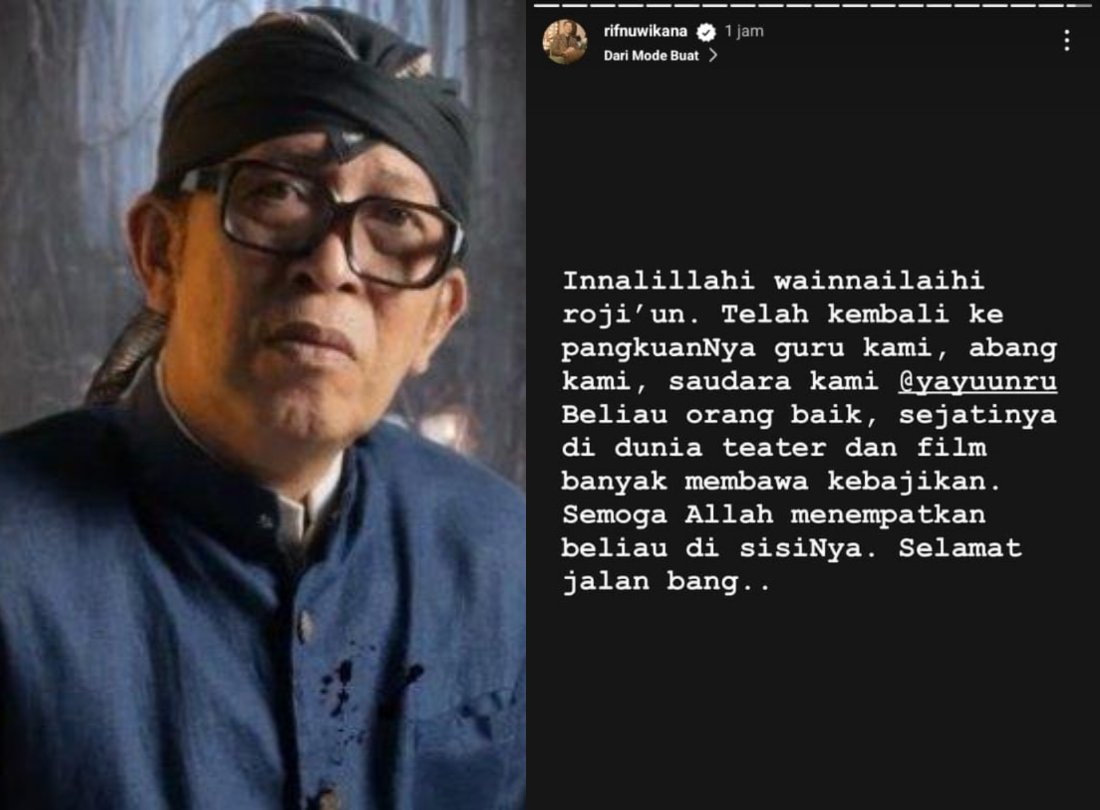 Innalillahi Wa Inna Ilaihi Rojiun, Aktor Yayu Unru Meninggal Dunia, Sempat Operasi Pasang Ring ...