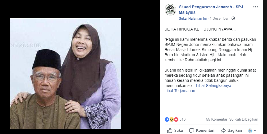 Kisah Suami Istri Meninggal Bersamaan Bukti Nyata Setia Sampai Akhir